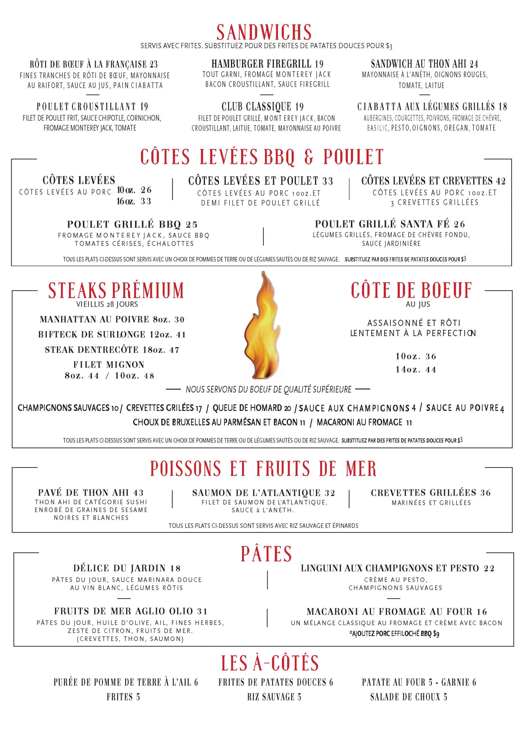 Notre Menu – Firegrill Restaurant Bar